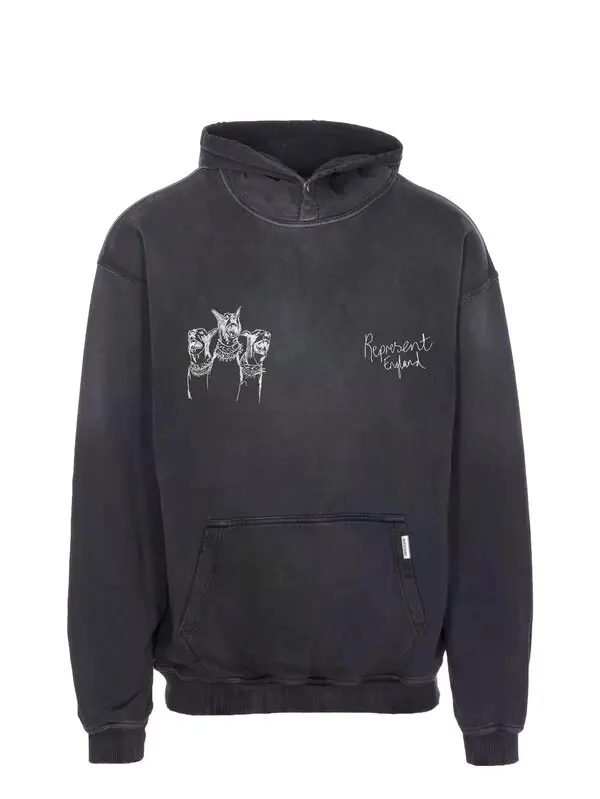 REPRESENT Dog-print Hoodie - Black