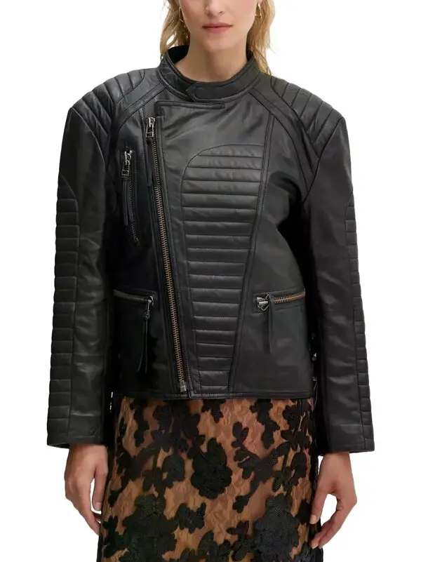 Munthe Quilted Panelled Leather Jacket - Black