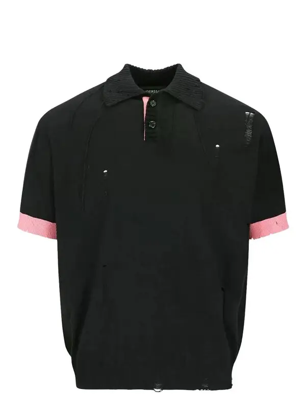 Andersson Bell Damaged Short-sleeve Polo Shirt - Black