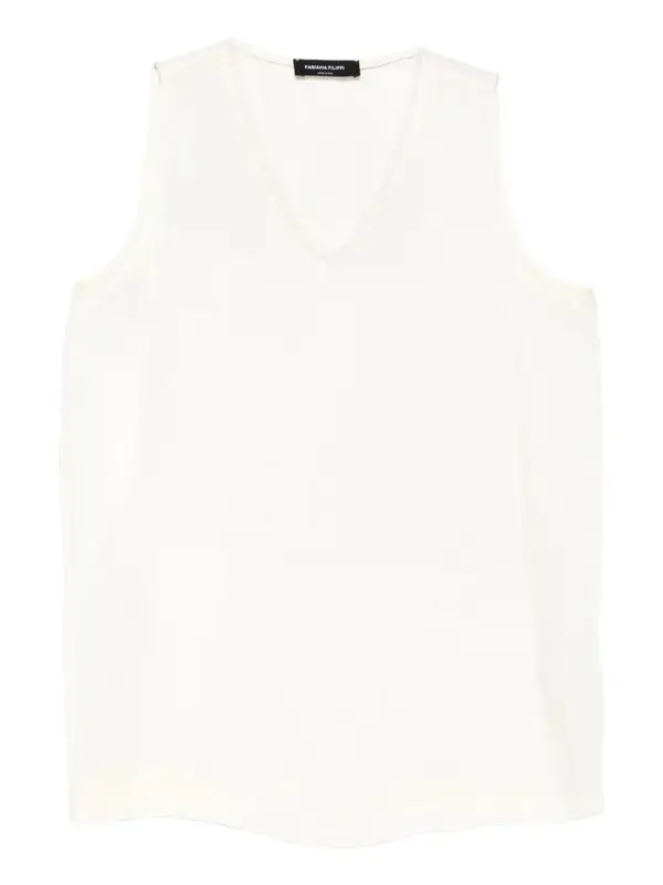 Fabiana Filippi Sleeveless V-neck Blouse - White