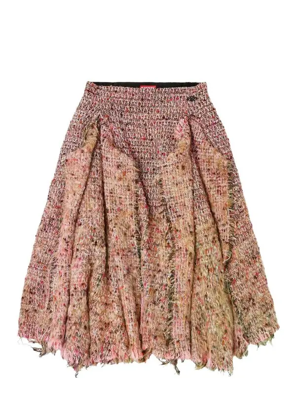 DIESEL Bouclé Frayed Asymmetrical Skirt - Pink