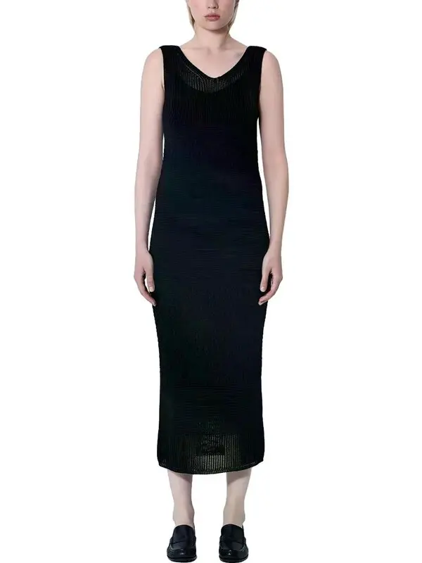 Max Mara V-neck Midi Dress - Black