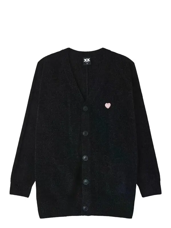 FINGERCROXX Heart-embellished Button Cardigan - Black