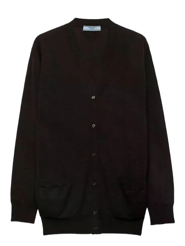 Prada V-neck Cashmere Cardigan - Brown