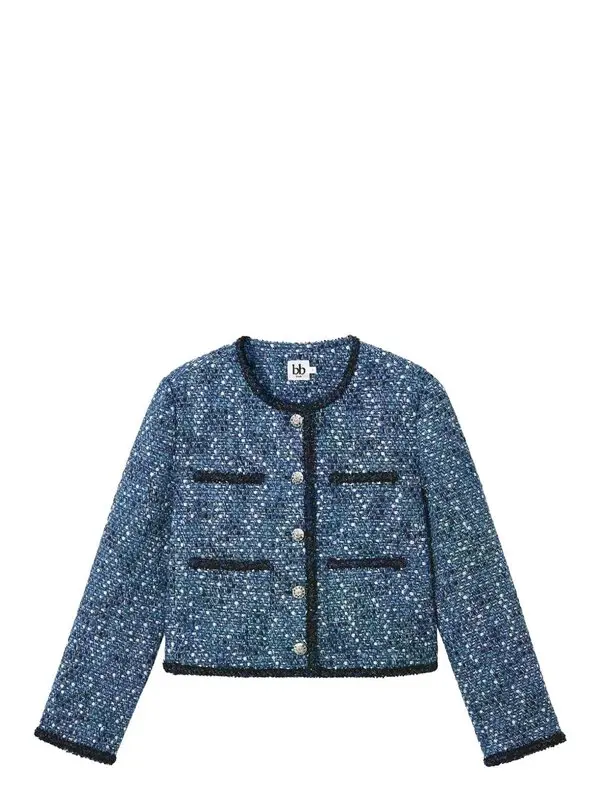B+AB Buttoned Tweed Jacket - Blue