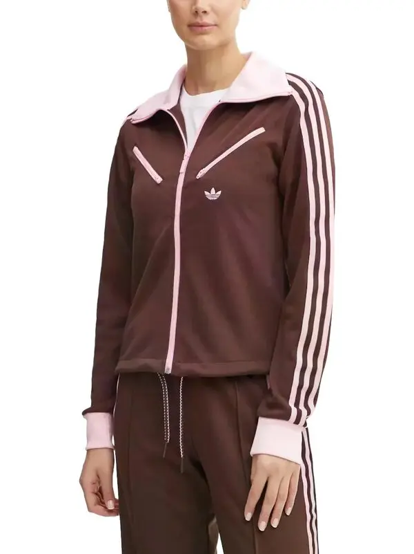Adidas Striped Zip-up Sweatshirt - Brown