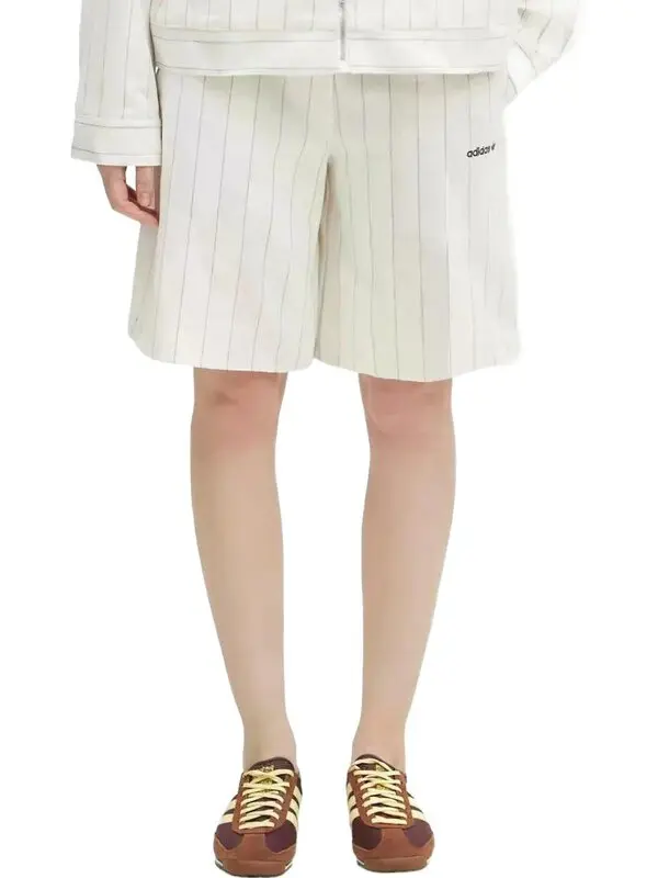Adidas Pinstriped High-waisted Shorts - White