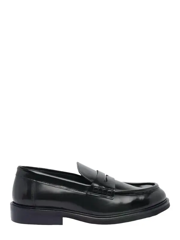 POEVE Ahri Leather Penny Loafers - Black