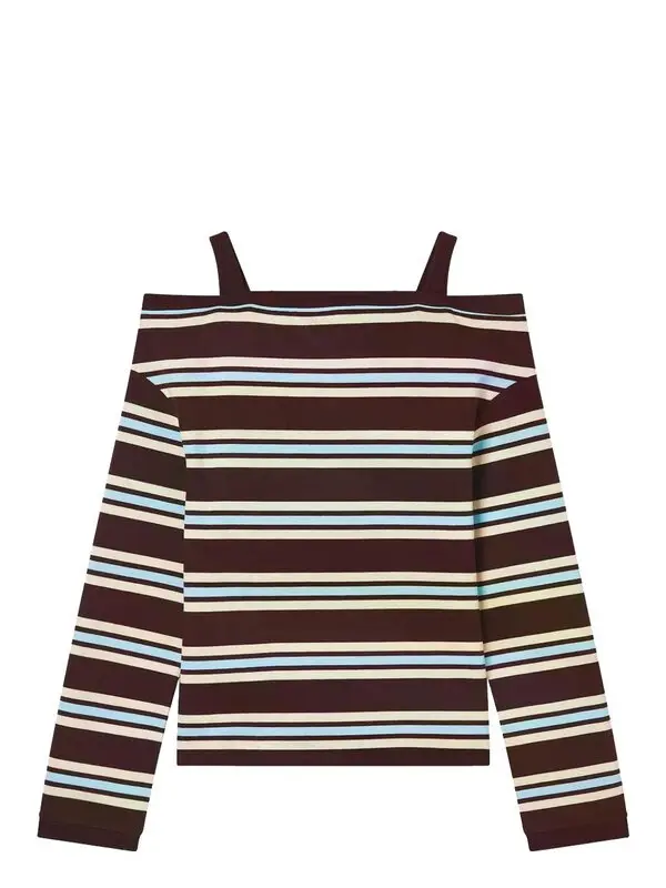 B+AB Striped Off-shoulder Top - Blue