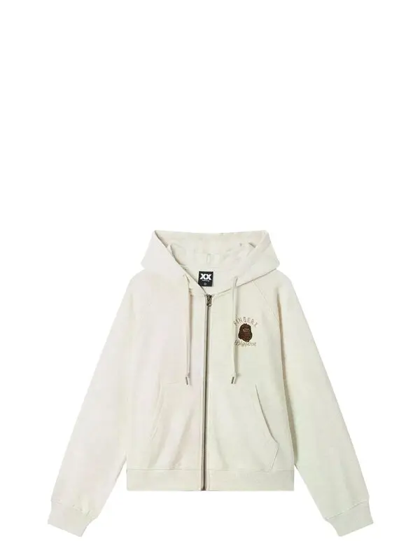 FINGERCROXX Embroidered Bigfoot Zip-up Hoodie - Neutrals