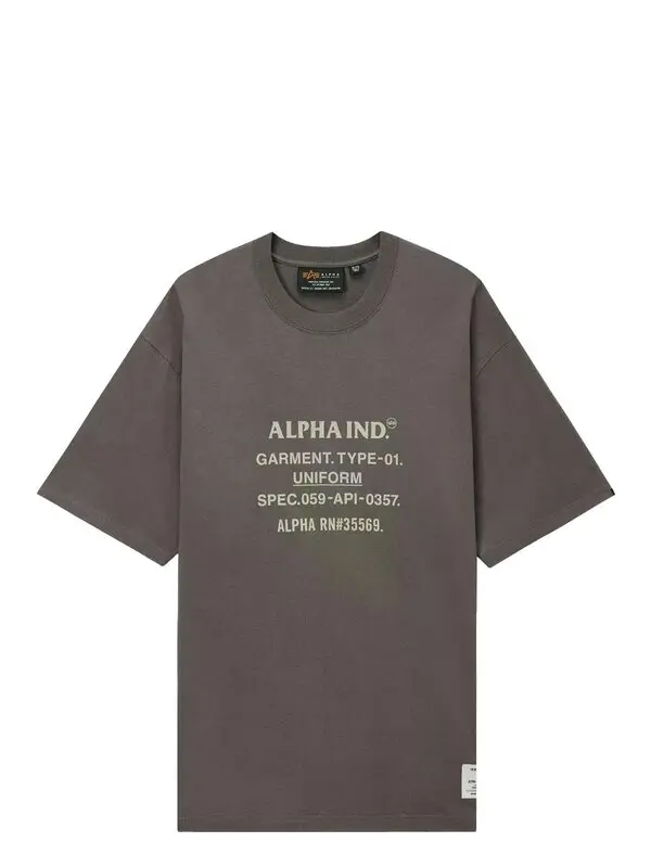 Alpha Industries Graphic-print Crew-neck T-shirt - Grey