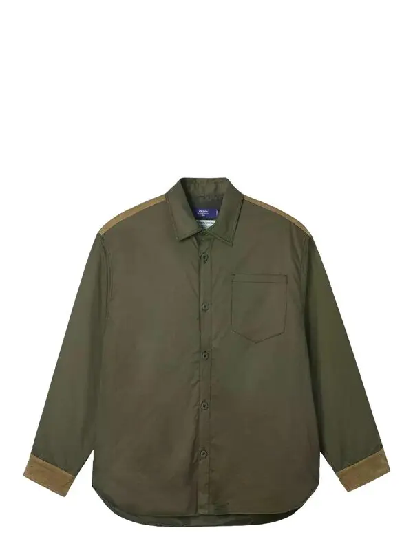 AFTERMATHS Quilted Corduroy Panel Shirt - Green