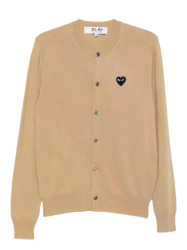 Play Comme Des Garcon Heart Logo Cardigan - Neutrals