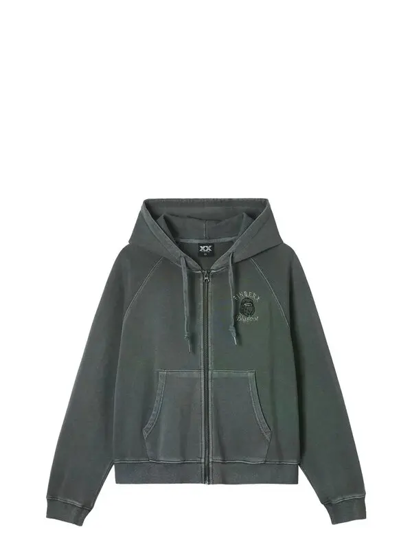 FINGERCROXX Embroidered Zip-up Hoodie - Grey