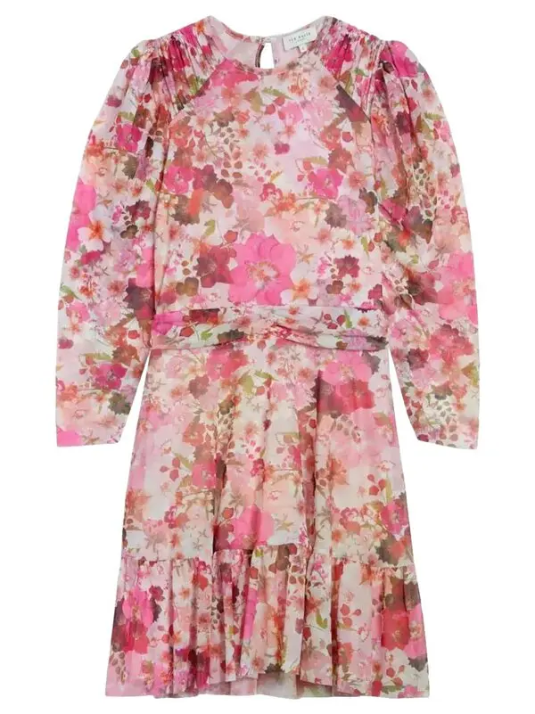 Ted Baker London Floral Print Mini Dress - Pink
