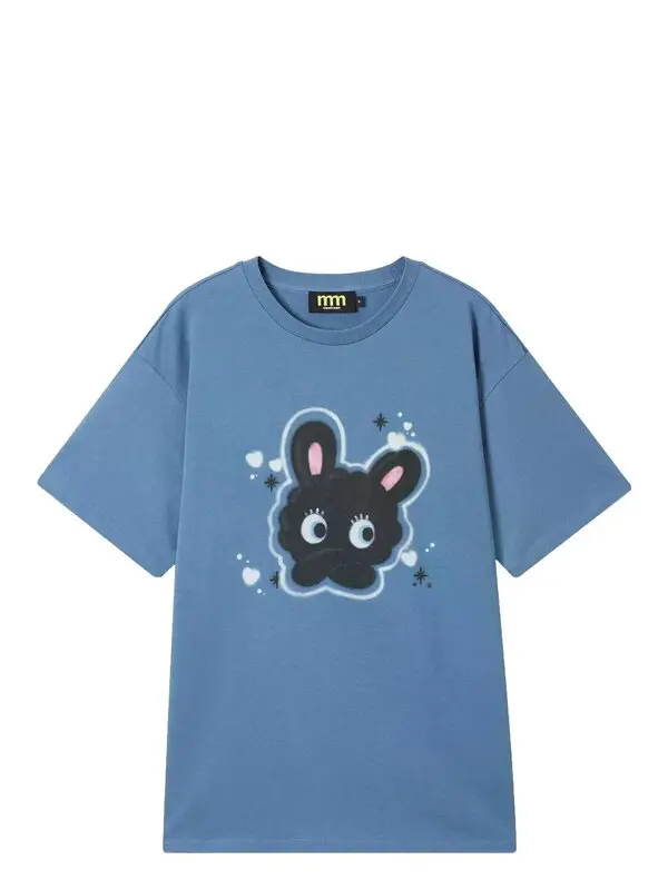 MINI CREAM Bunny-print Cotton T-shirt - Blue