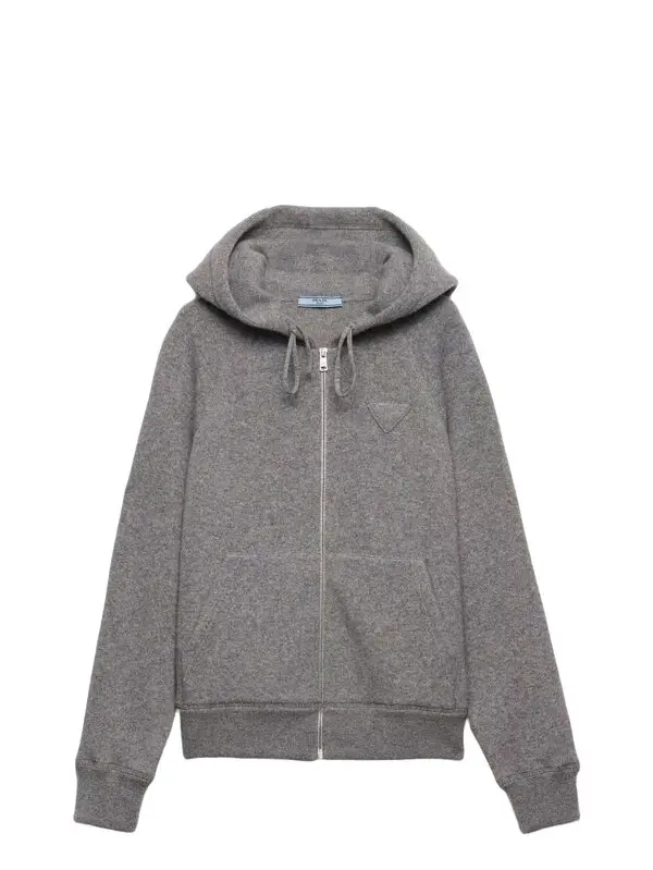 Prada Hooded Zip-up Top - Grey