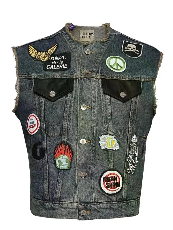 GALLERY DEPT. Embroidered Patches Denim Vest - Blue