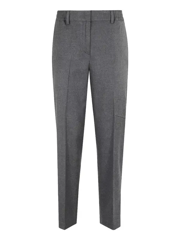 Seventy Elastic-waistband Pressed-crease Trousers - Grey