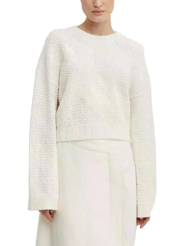 A.L.C. Textured Round-neck Cropped Sweater - White