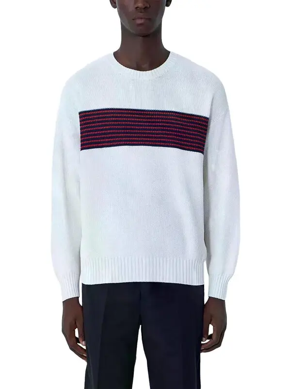 Visvim Striped-detail Crew-neck Jumper - White