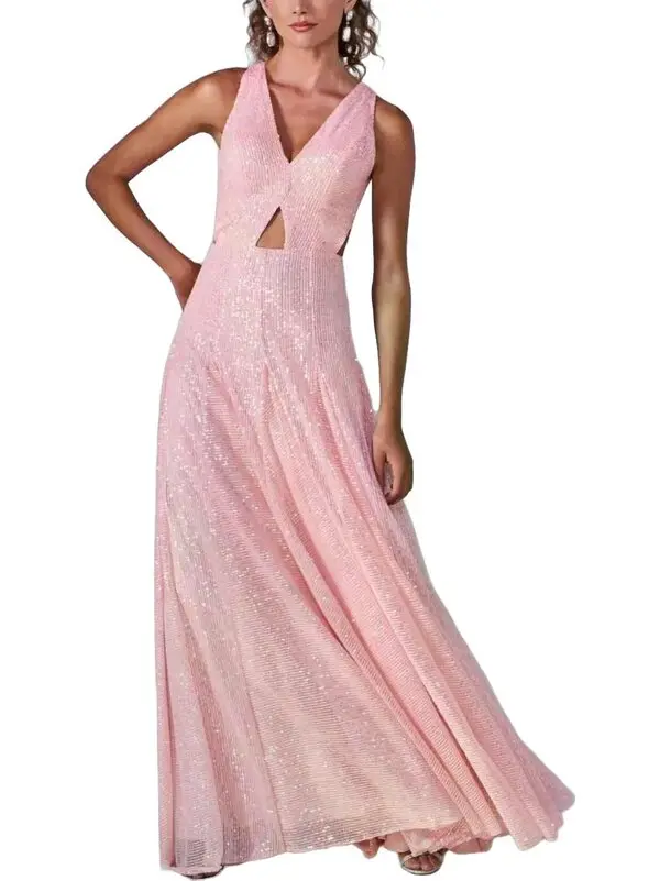 LETHICIA BRONSTEIN Sequin Embellished Cut-out Dress - Pink