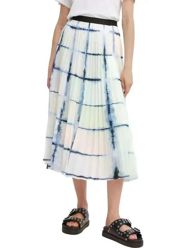Munthe Grid-print Pleated Midi Skirt - White