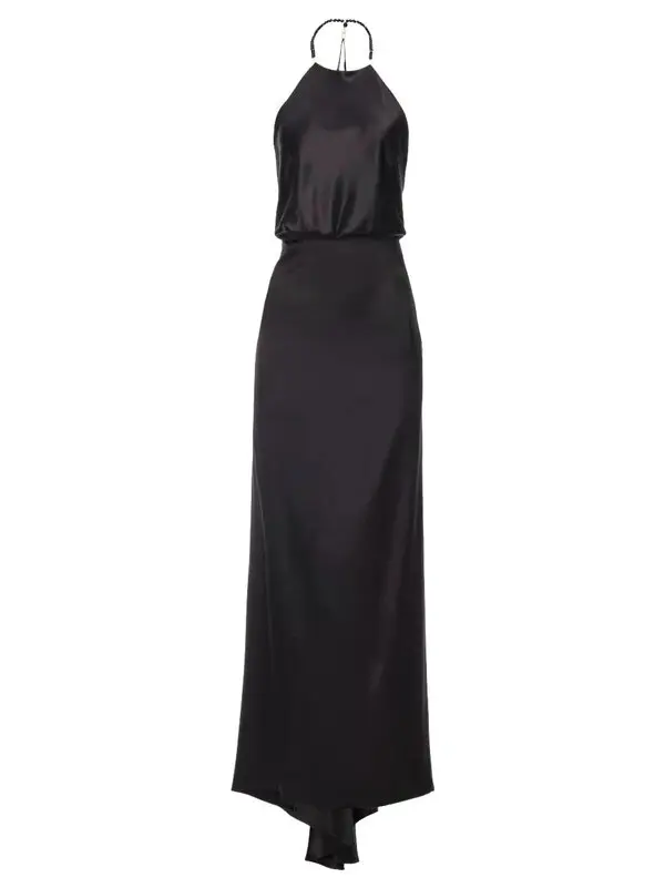 IL VOLO Halterneck Train Dress - Black