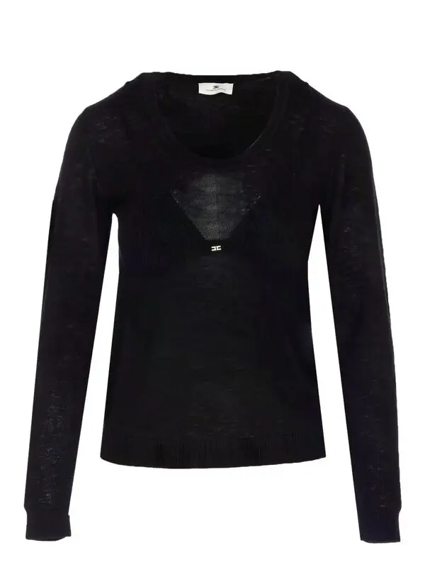 Elisabetta Franchi Ribbed Crew-neck Sweater - Black