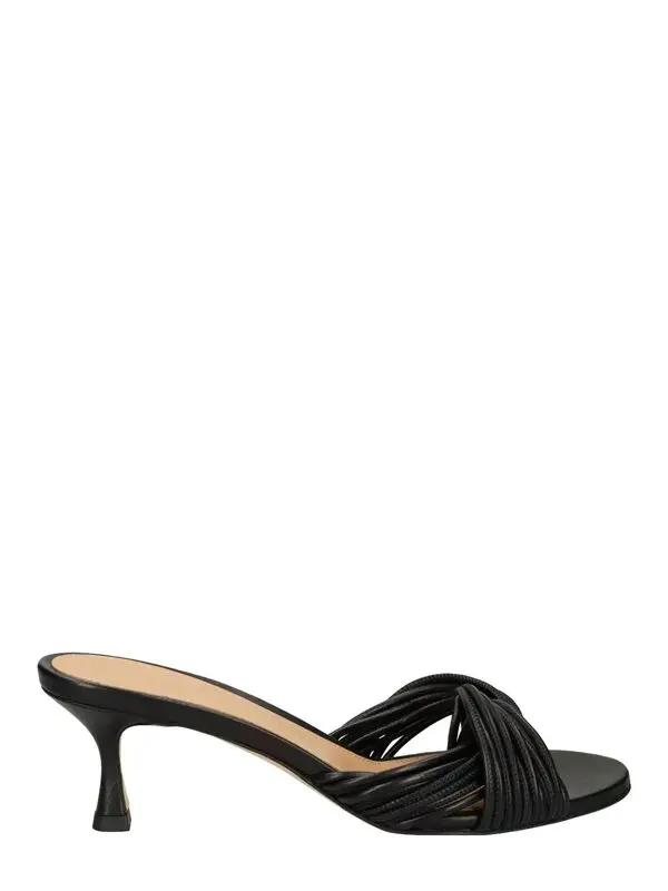 CHANTAL Knotted-upper Leather Heeled Sandals - Black