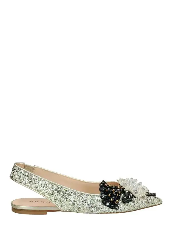 PROSPERINE Embellished Slingback Flat Pumps - White