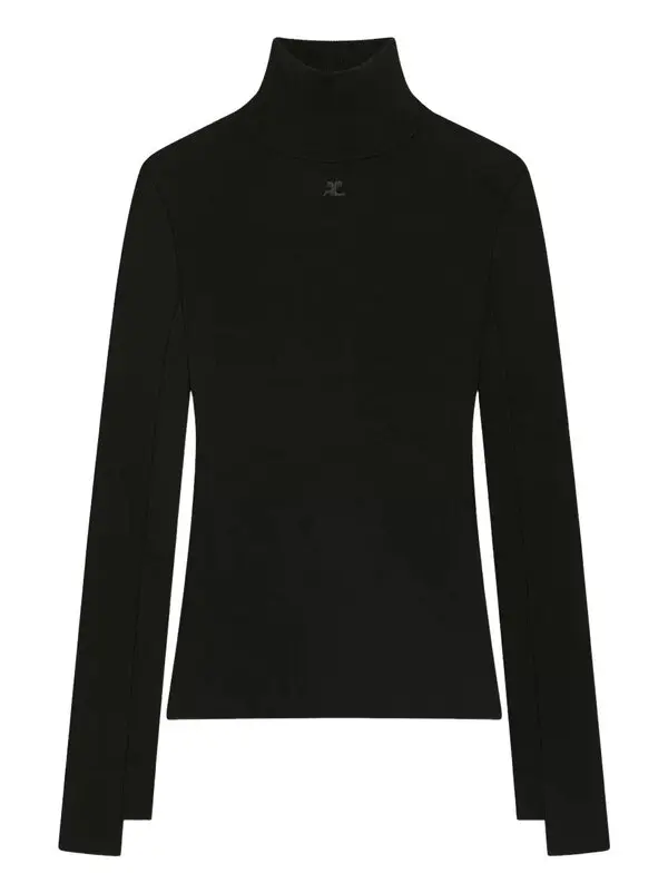COURREGES Mockneck Interlock Sweater - Black