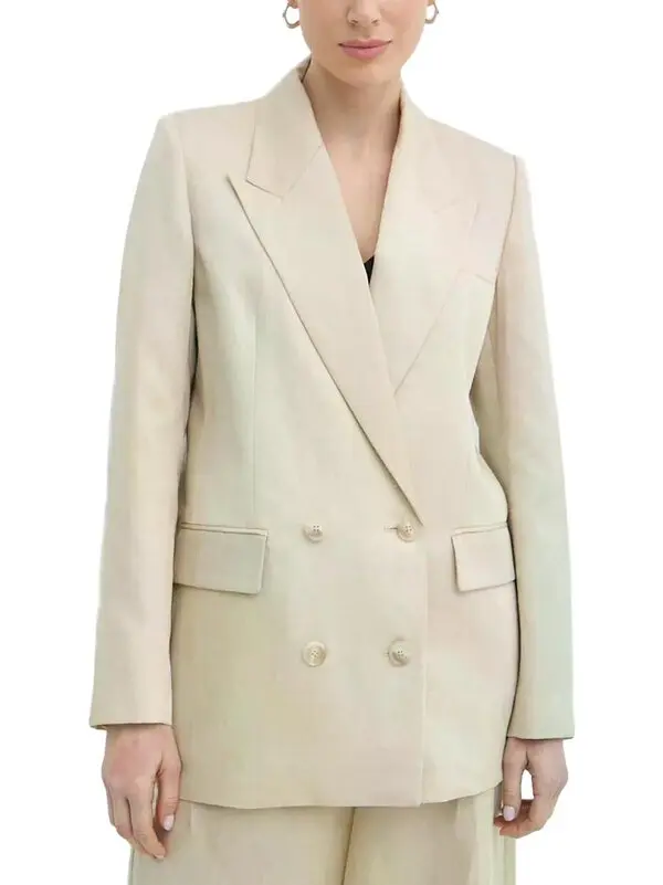 IVY OAK Double-breasted Peak-lapel Blazer - Neutrals