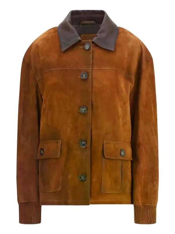 VALSTAR Suede Buttoned Jacket - Brown