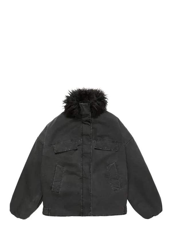 Acne Studios Oversized Jacket With Logo Patch - Black