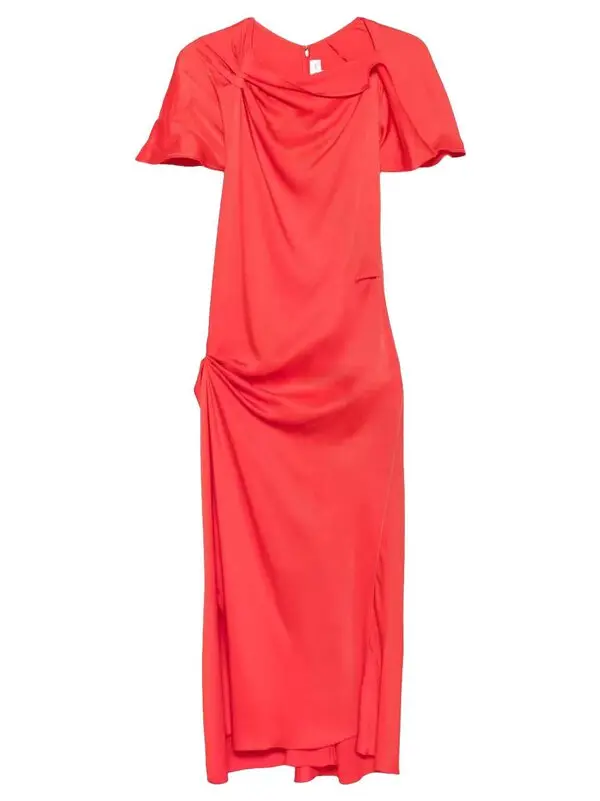 Victoria Beckham Draped-shoulder Midi Dress - Red