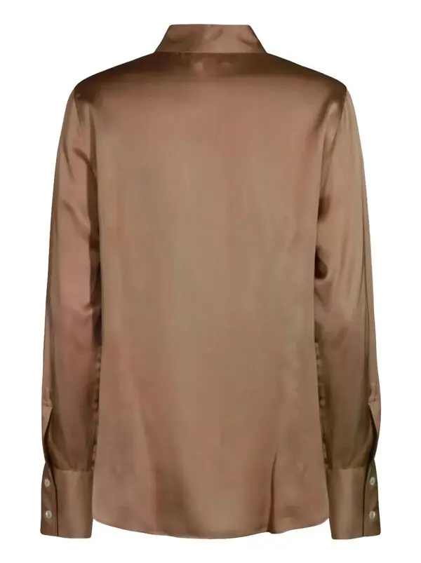 GLANSHIRT Satin Effect Long-sleeve Shirt - Brown
