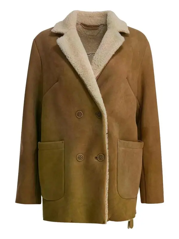 SALVATORE SANTORO Suede Double-breasted Jacket - Brown