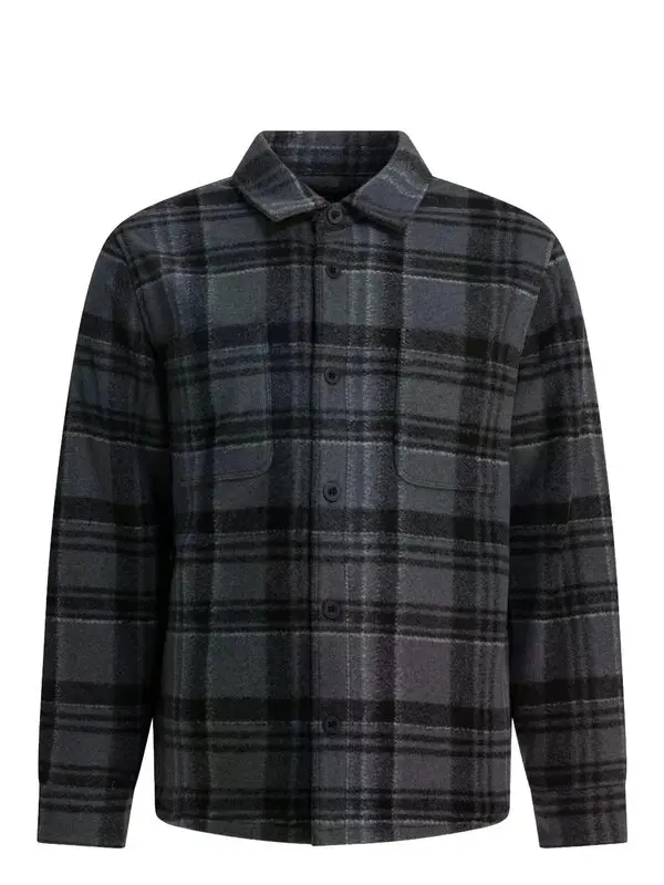 Vince Checked Shirt Jacket - Grey