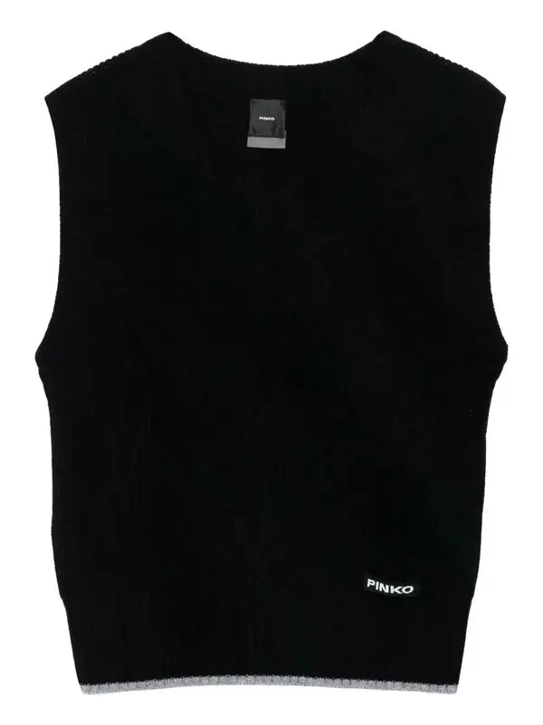 Pinko V-neck Knitted Vest - Black