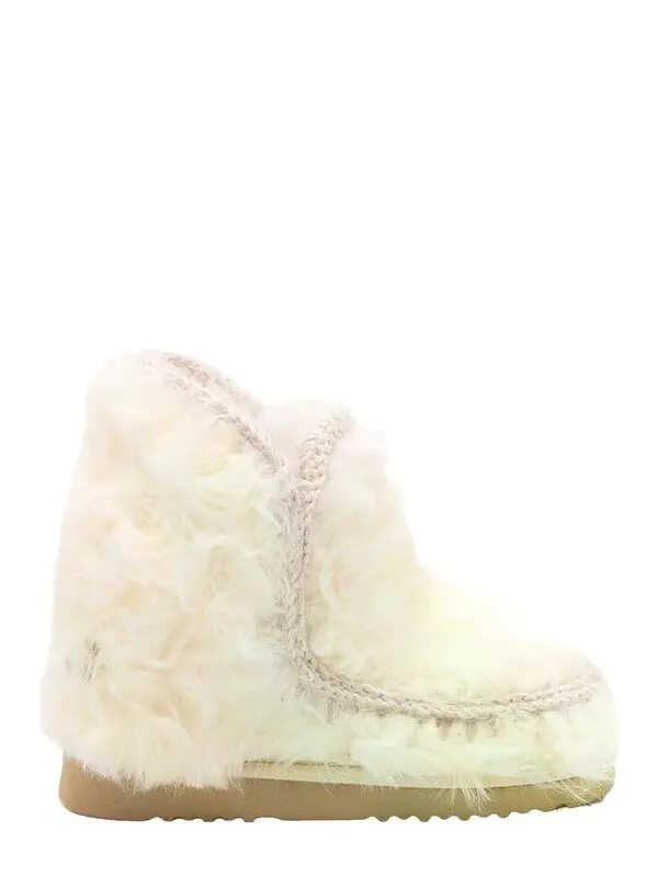 Mou Knitted-trim Sheepskin Boots - Neutrals