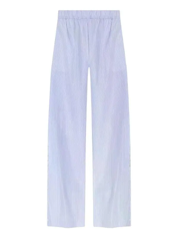 LoveShackFancy Striped-pattern Lace-trimmed Trousers - Blue