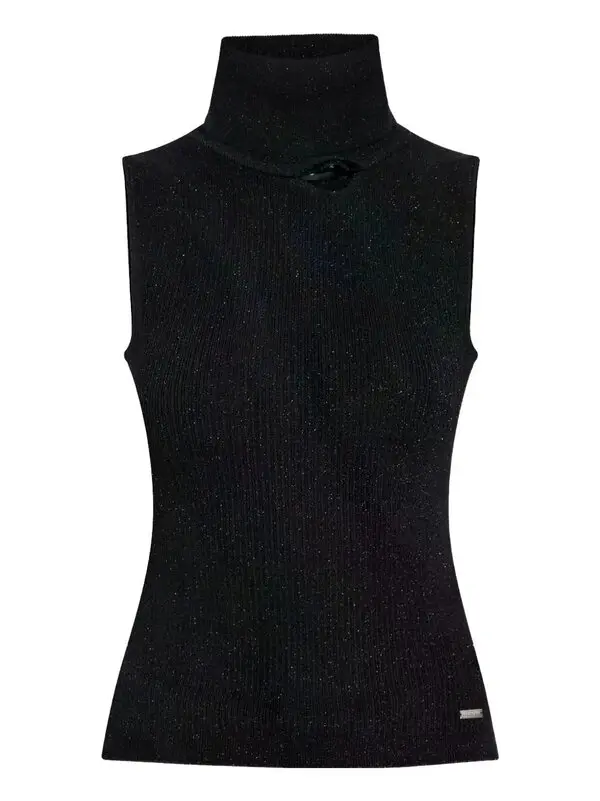 Dsquared2 Sleeveless Ribbed Turtleneck Top - Black