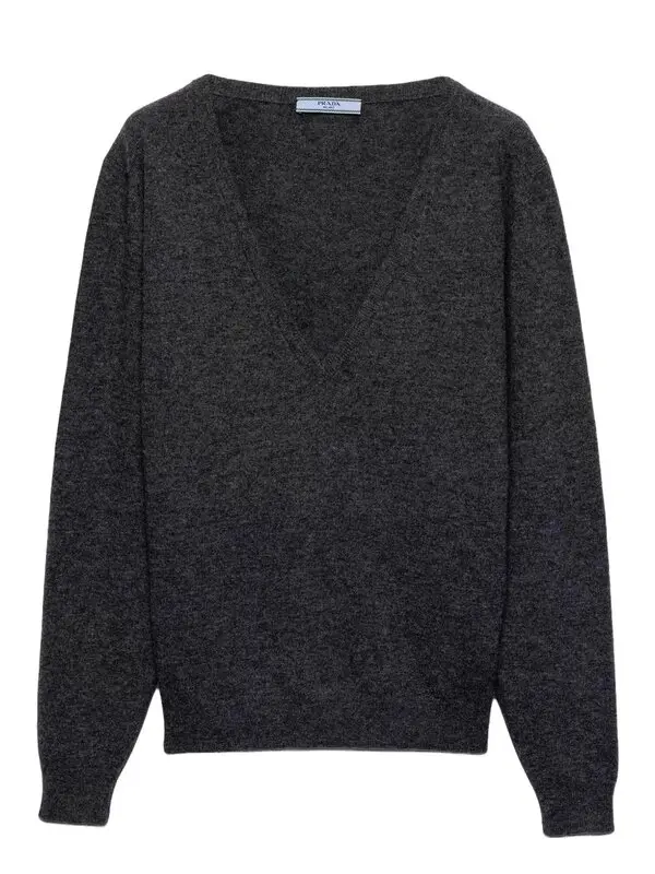 Prada Raglan-sleeve V-neck Sweater - Grey