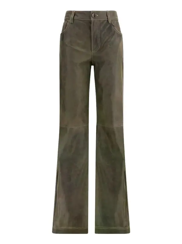 Etro Flared Leather Trousers - Brown