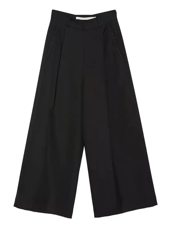 RENLI SU Pleated Wide-leg Trousers - Black
