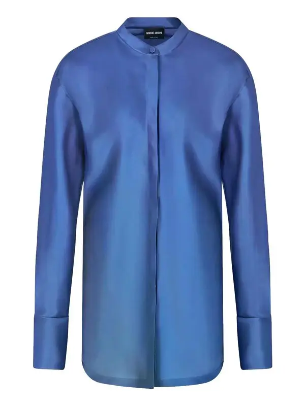 Giorgio Armani Band-collar Shirt - Blue