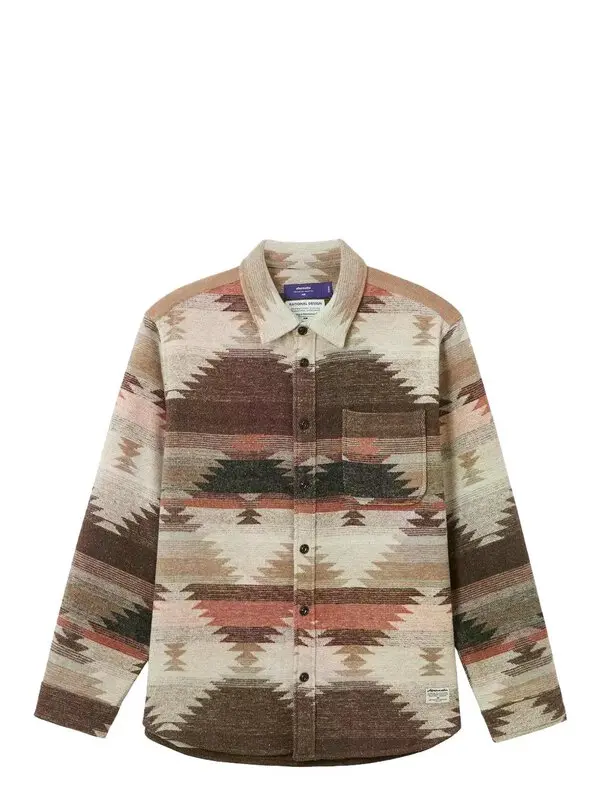 AFTERMATHS Long-sleeve Ikat-pattern Shirt - Neutrals