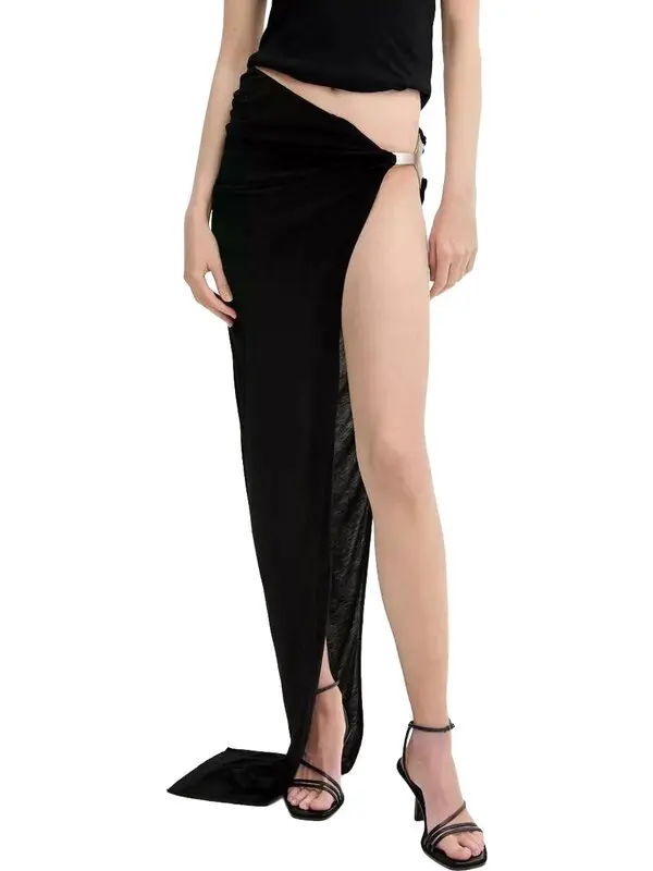 Rick Owens Draped Skirt With Buckle - Black
