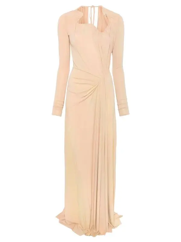 Victoria Beckham Gathered-detail Maxi Dress - Neutrals